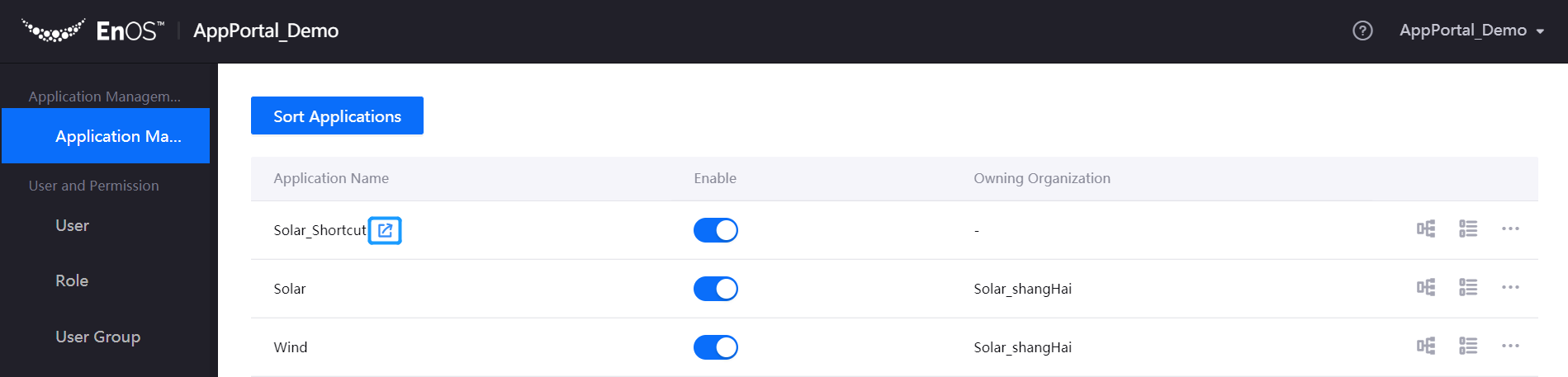 Creating Application Shortcuts — EnOS™ Edge documentation